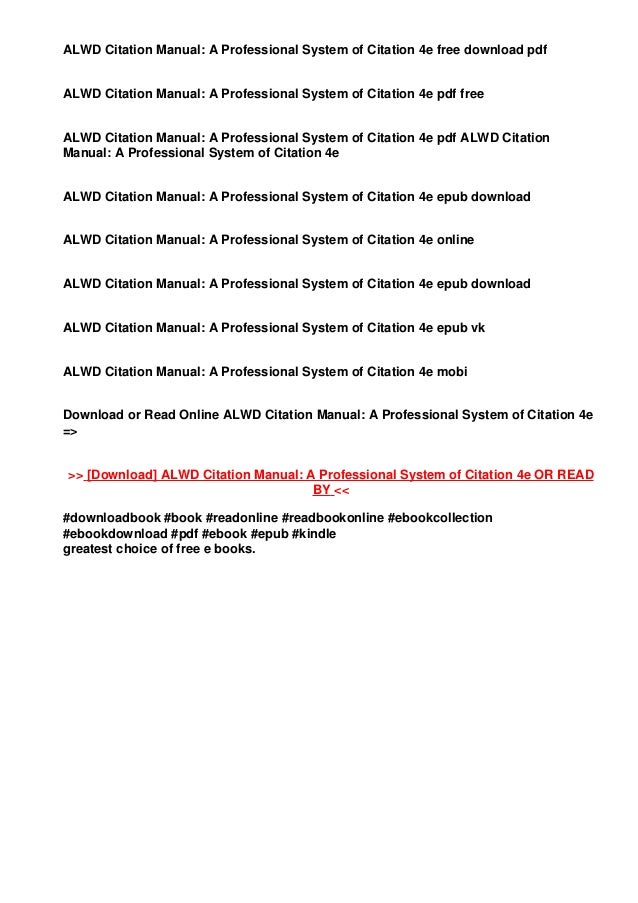 ( PDF ) ALWD Citation Manual: A Professional System of Citation 4e