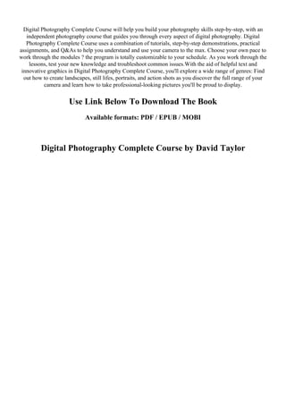@^PDF Digital Photography Complete Course David Taylor | PDF