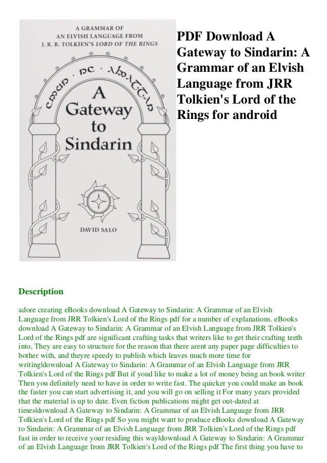 sindarin grammar