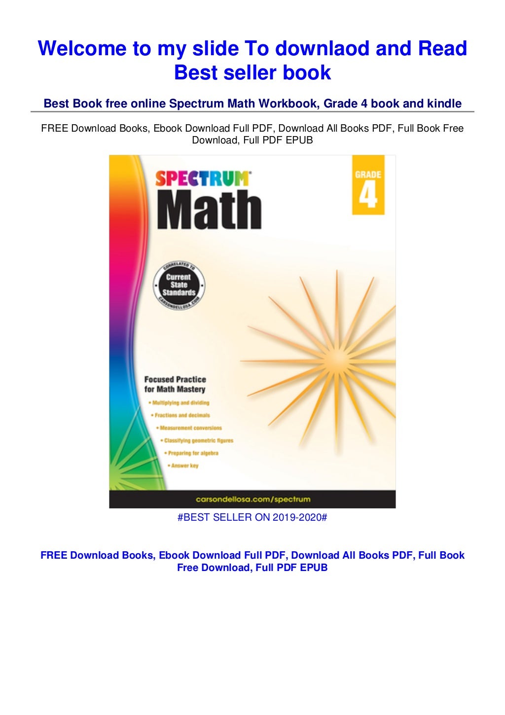 [PDF]DownloadSpectrum Math Workbook, Grade 4#FullAcces|By-Thomas Richards