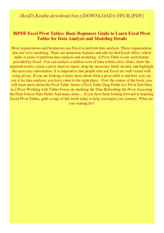 PDF Excel Pivot Tables Basic Beginners Guide To Learn Excel Pivot pdf-excel-pivot-tables-basic-beginners-guide-to-learn-excel-pivot