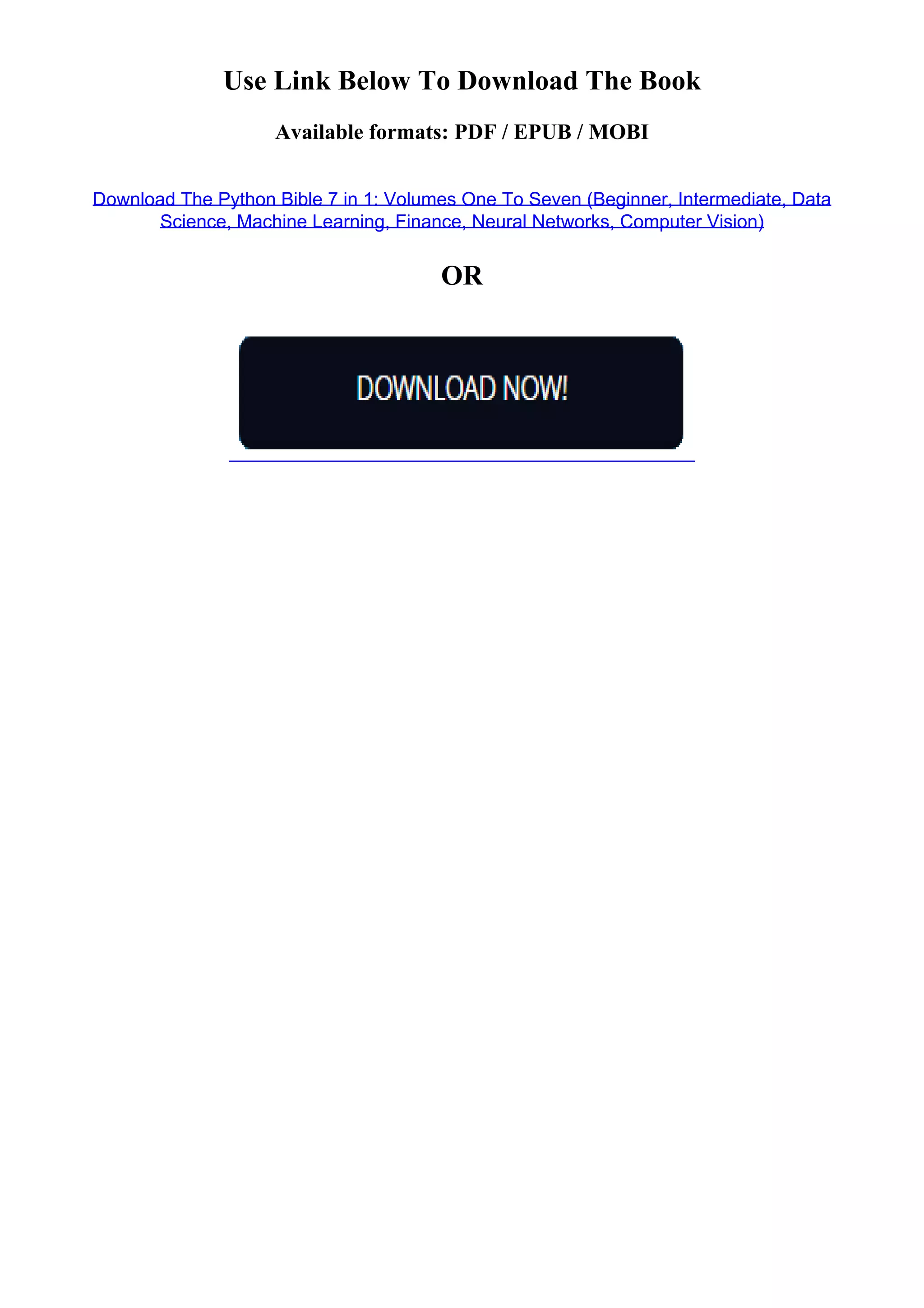 [PDF]freeThe Python Bible 7 in 1: Volumes One To Seven (Beginner, | PDF