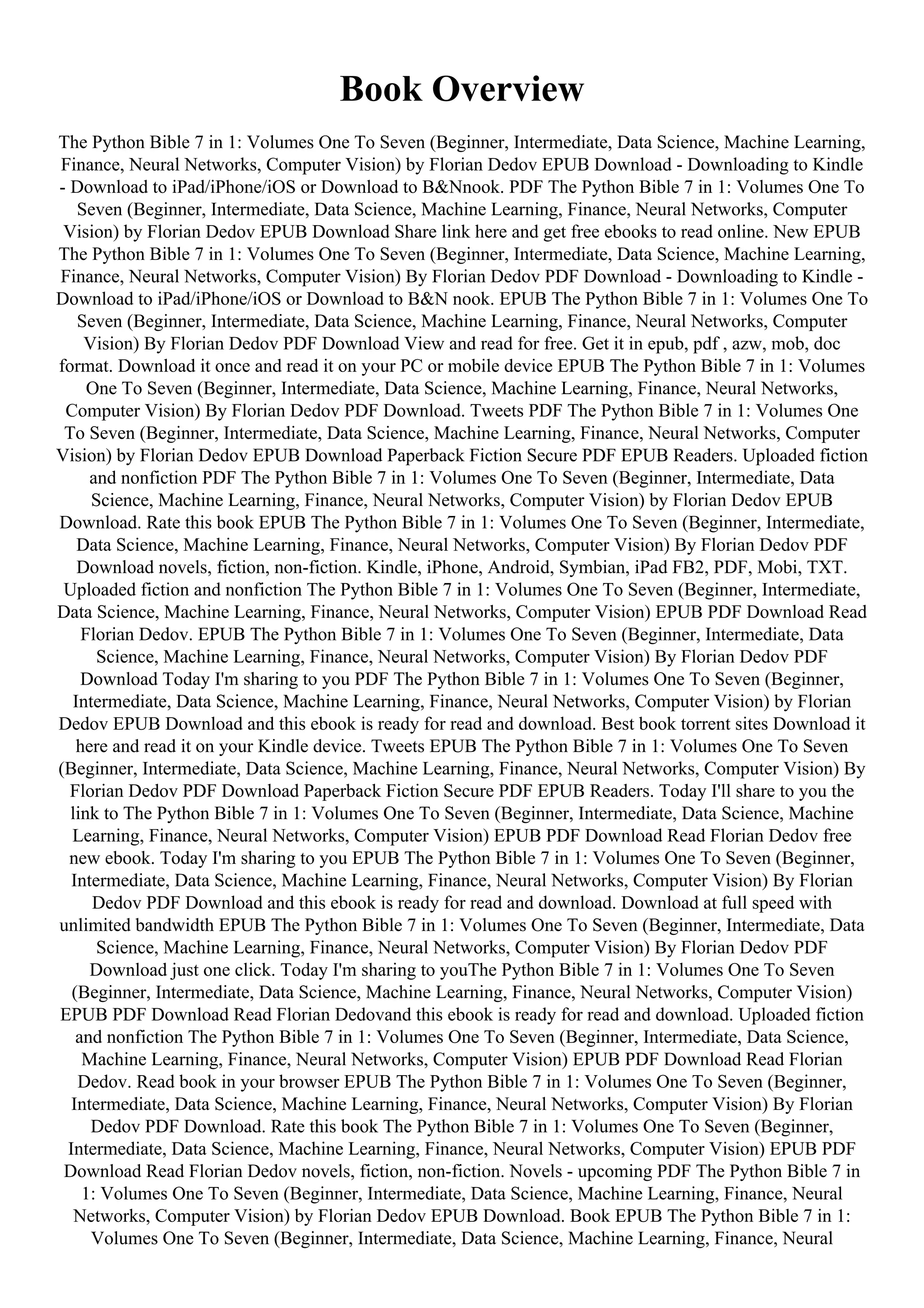 [PDF]freeThe Python Bible 7 in 1: Volumes One To Seven (Beginner, | PDF