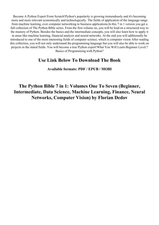 [PDF]freeThe Python Bible 7 in 1: Volumes One To Seven (Beginner, | PDF