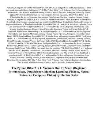 [PDF]freeThe Python Bible 7 in 1: Volumes One To Seven (Beginner, | PDF