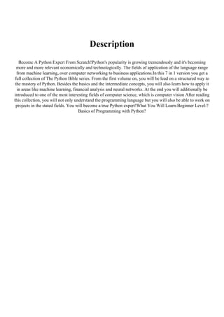 [PDF]freeThe Python Bible 7 in 1: Volumes One To Seven (Beginner, | PDF