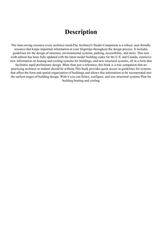 ~[PDF Gratuito]~ The Architect's Studio Companion: Rules of Thumb for | PDF