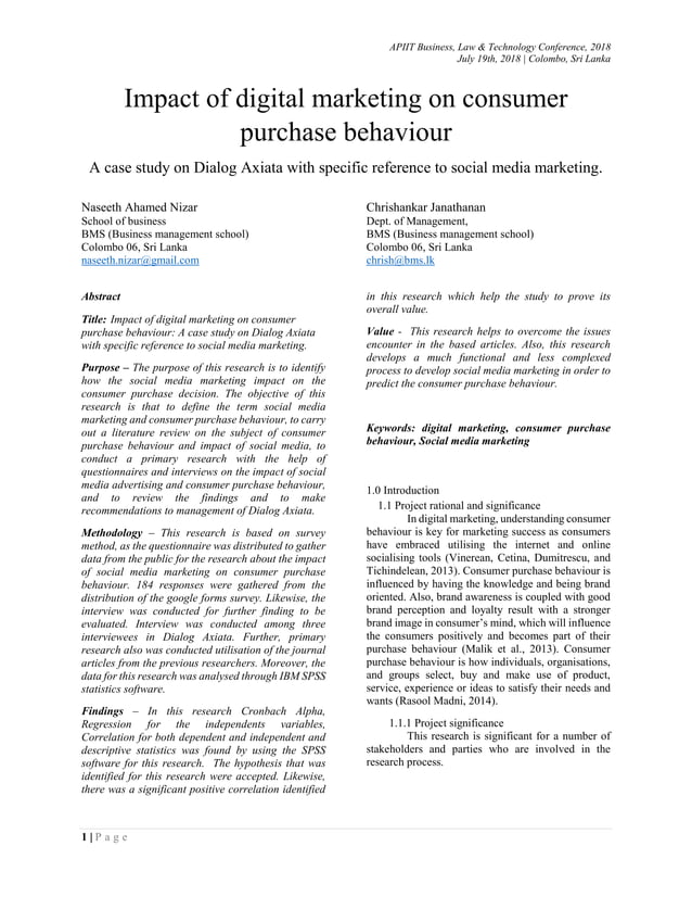 Impact of digital marketing on consumer purchase behaviour | PDF