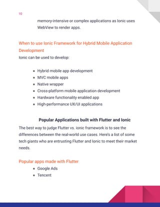 Ionic vs flutter best platform for hybrid app development | PDF