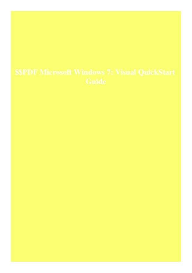 $$PDF Microsoft Windows 7 Visual QuickStart Guide