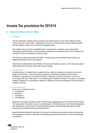 Nepal Income Tax Provisions for 2013 | PDF