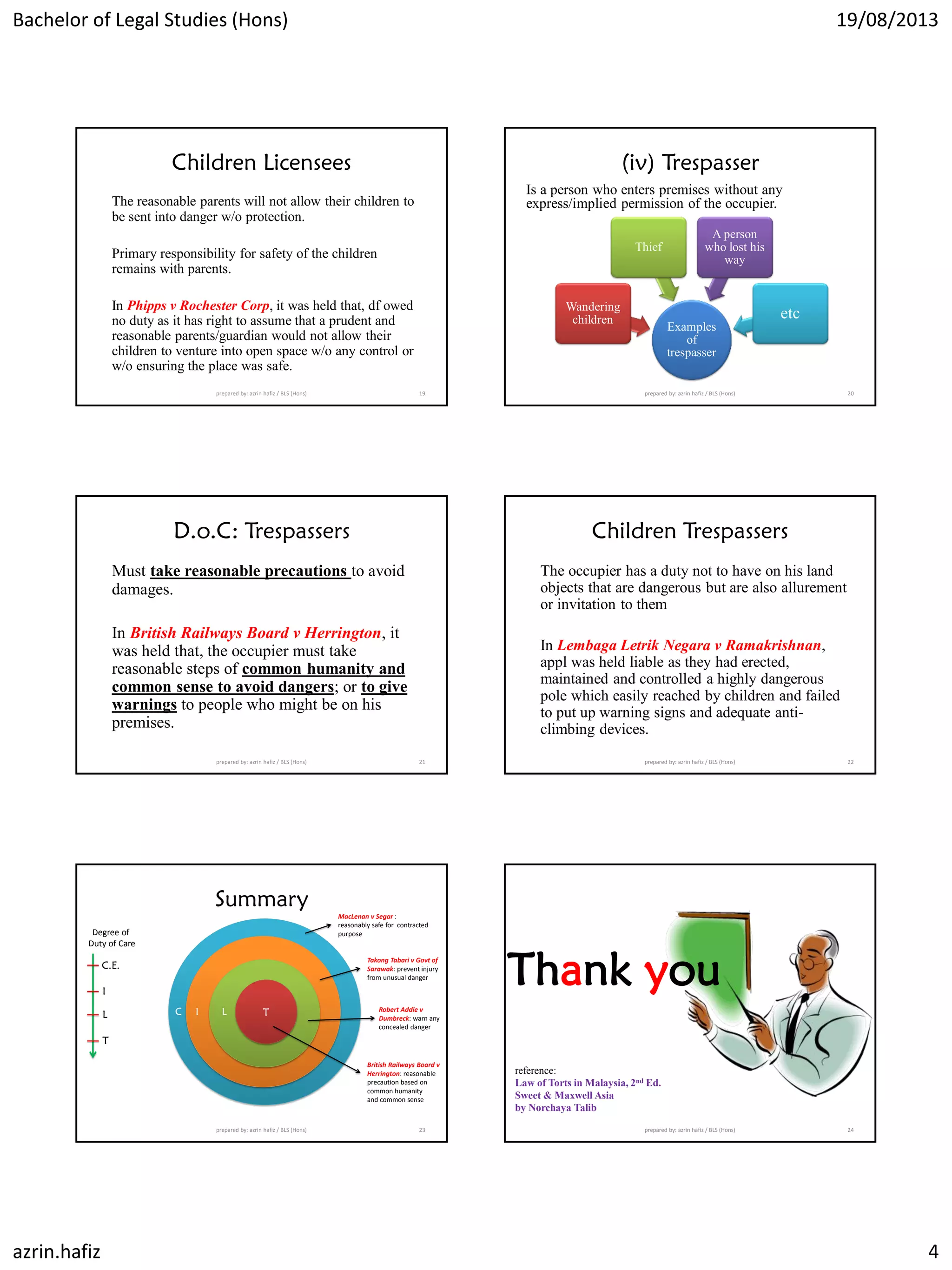 Occupiers' Liability - For Revision Purpose Only | PDF
