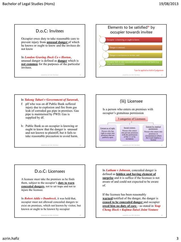 Occupiers' Liability - For Revision Purpose Only | PDF