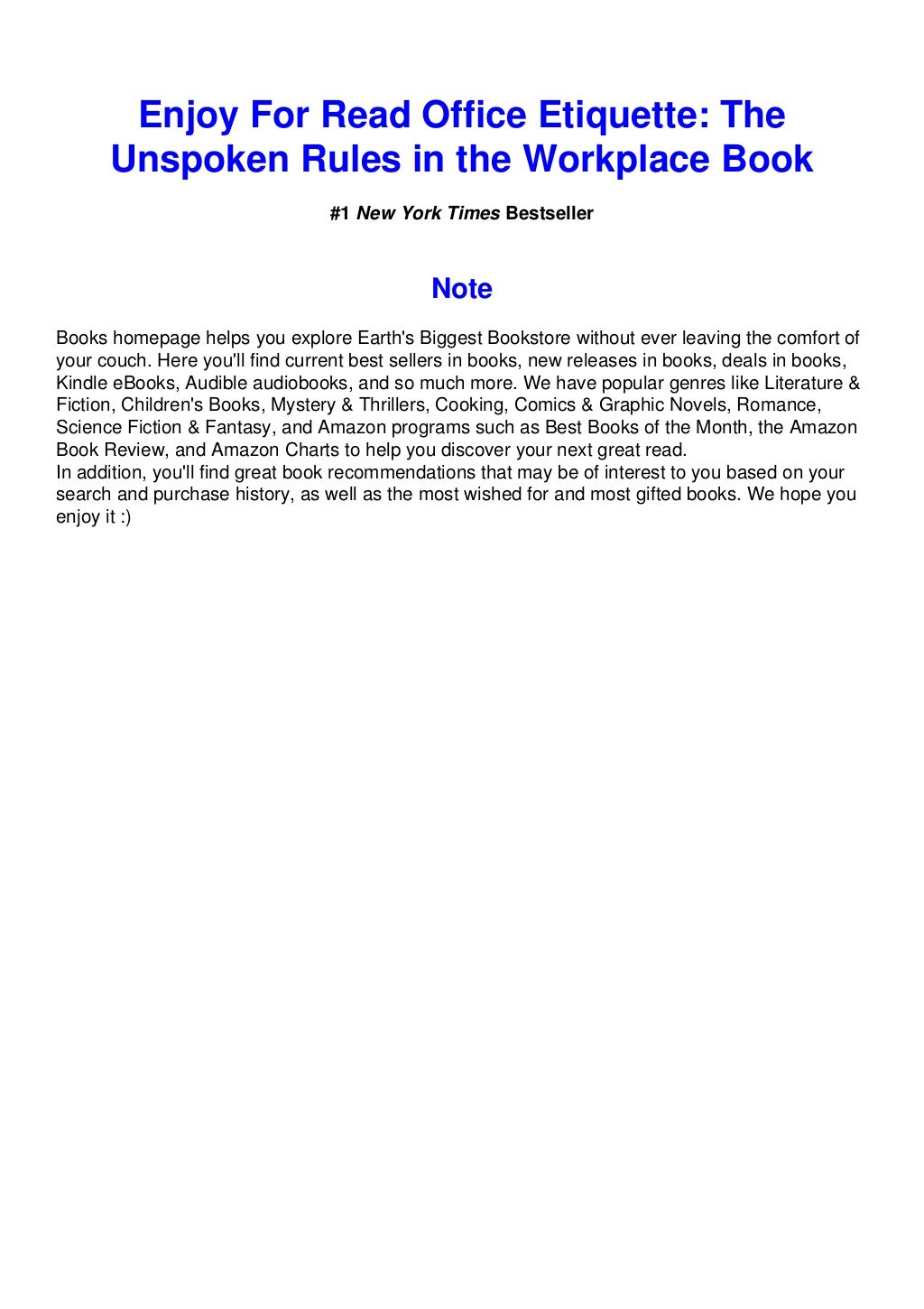 ( PDF ) Office Etiquette: The Unspoken Rules in the Workplace