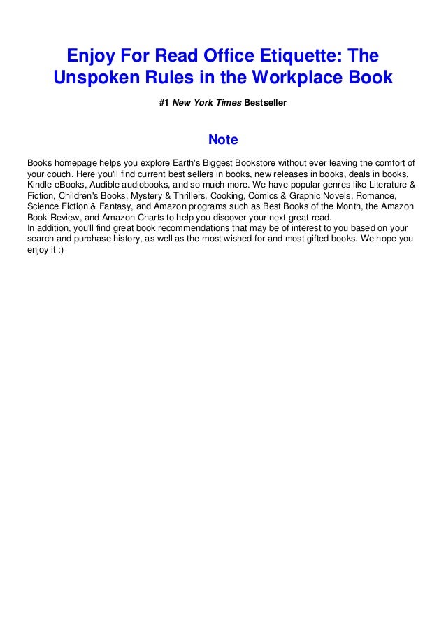 ( PDF ) Office Etiquette: The Unspoken Rules in the Workplace