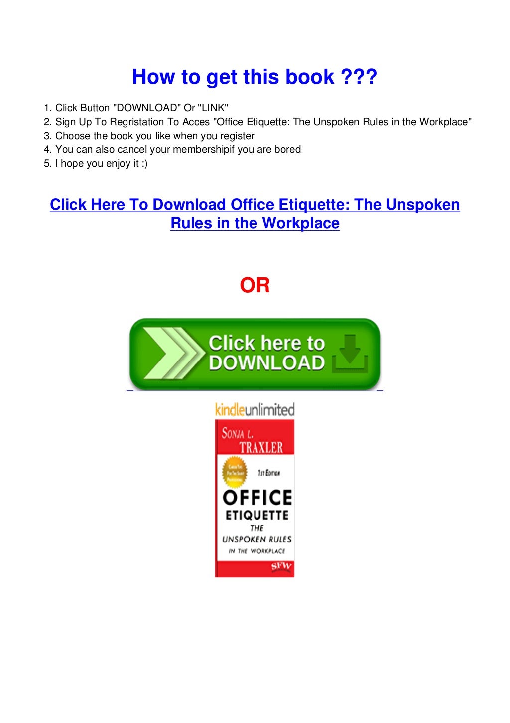 ( PDF ) Office Etiquette: The Unspoken Rules in the Workplace