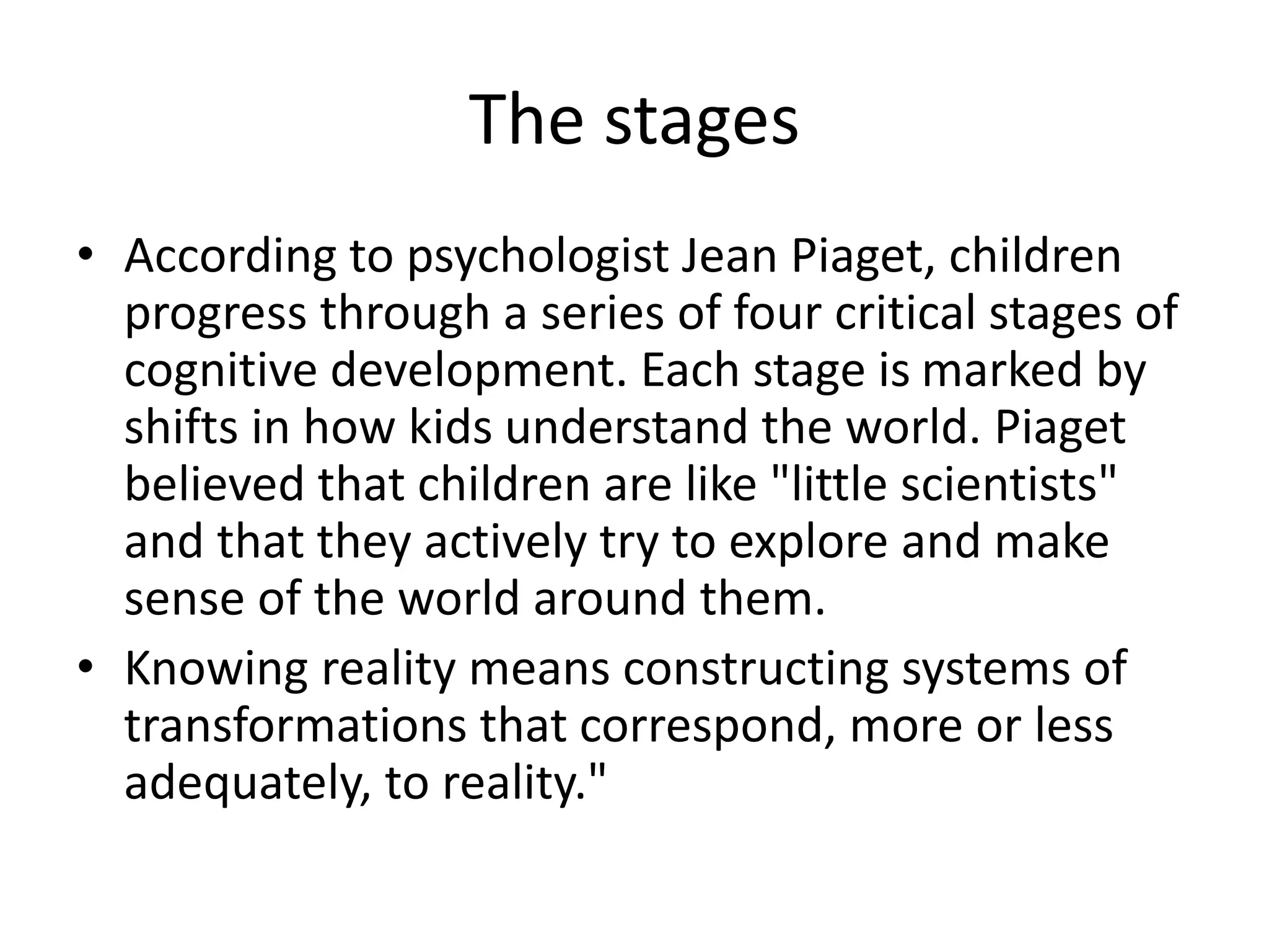 Piaget's theory of cognitive development | PPTX