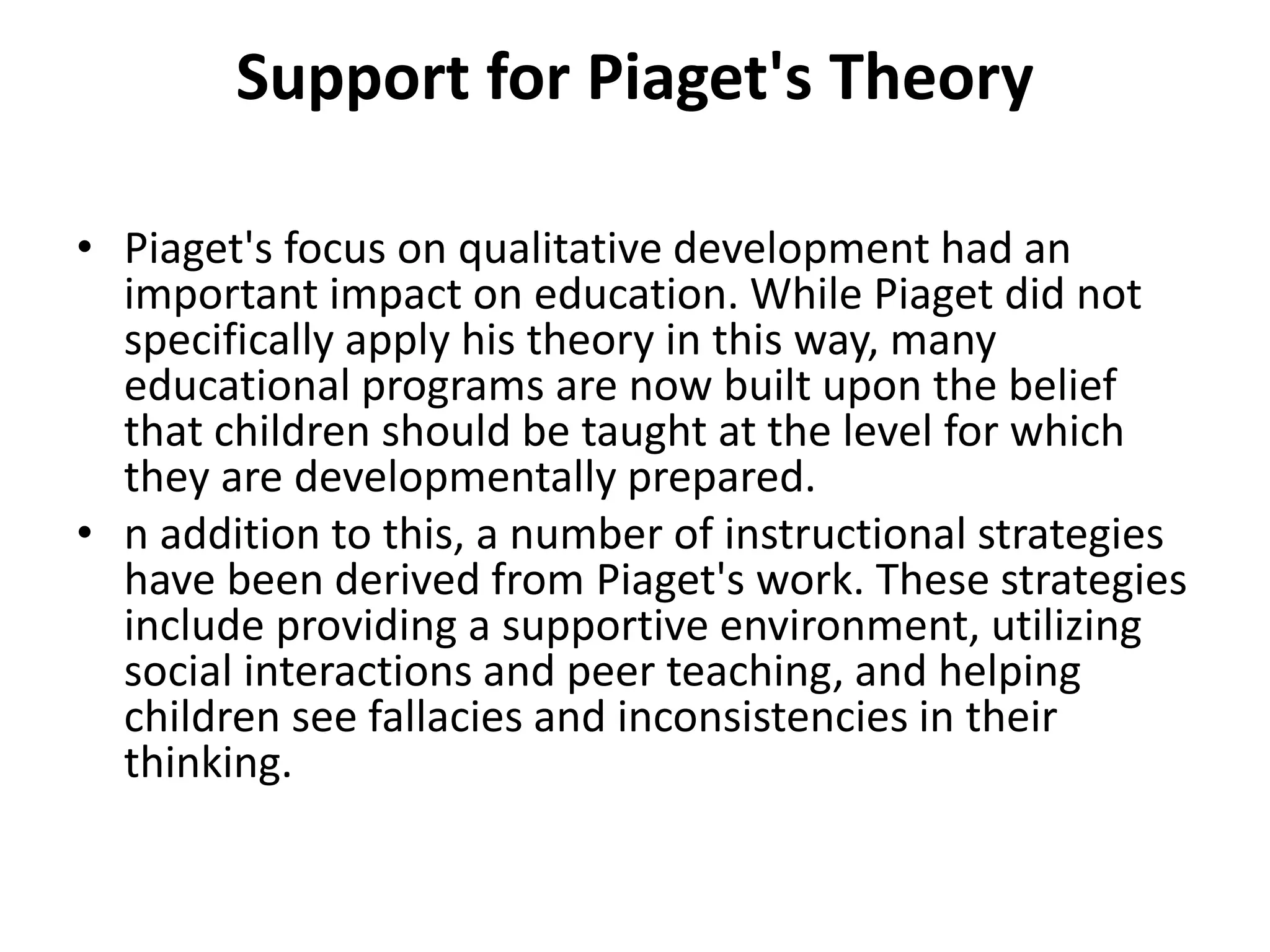 Piaget's theory of cognitive development | PPTX