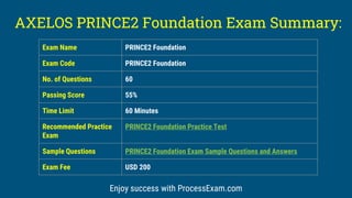 PDF | PRINCE2 Foundation Certification Exam | Get Ready to Crack | PPT