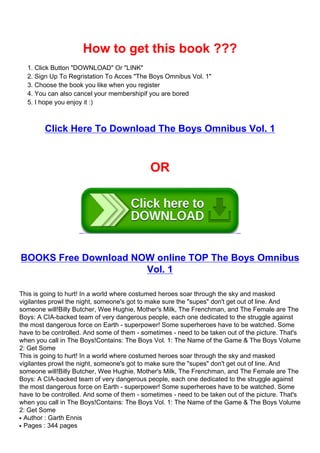 [PDF]The Boys Omnibus Vol. 1#FullOnine|By-Garth Ennis | PDF