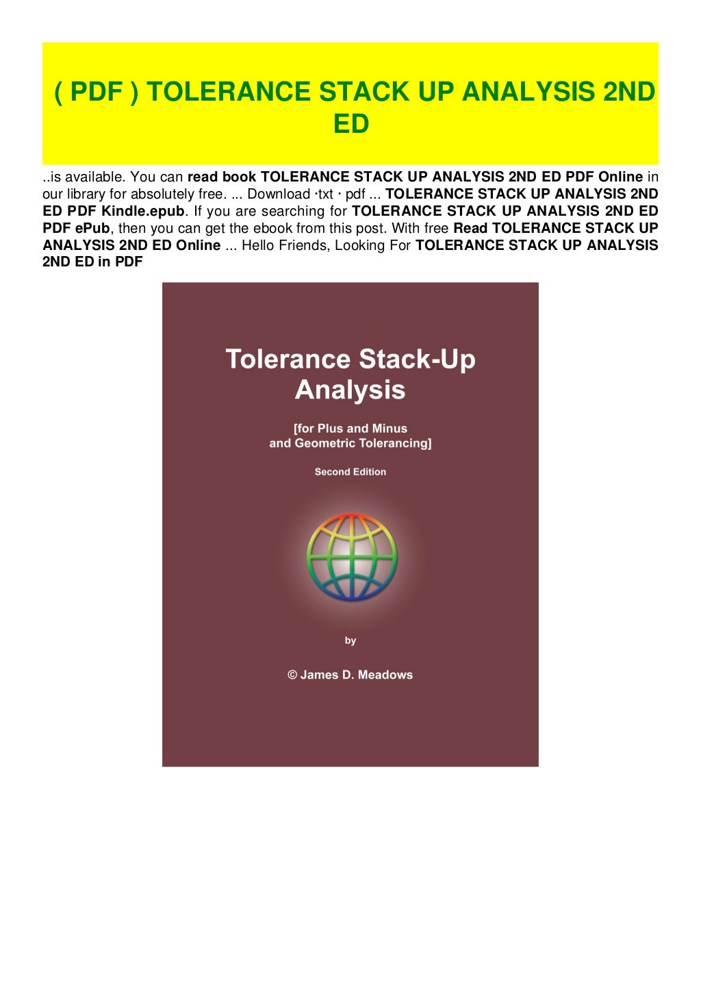 ( PDF ) TOLERANCE STACK UP ANALYSIS 2ND ED