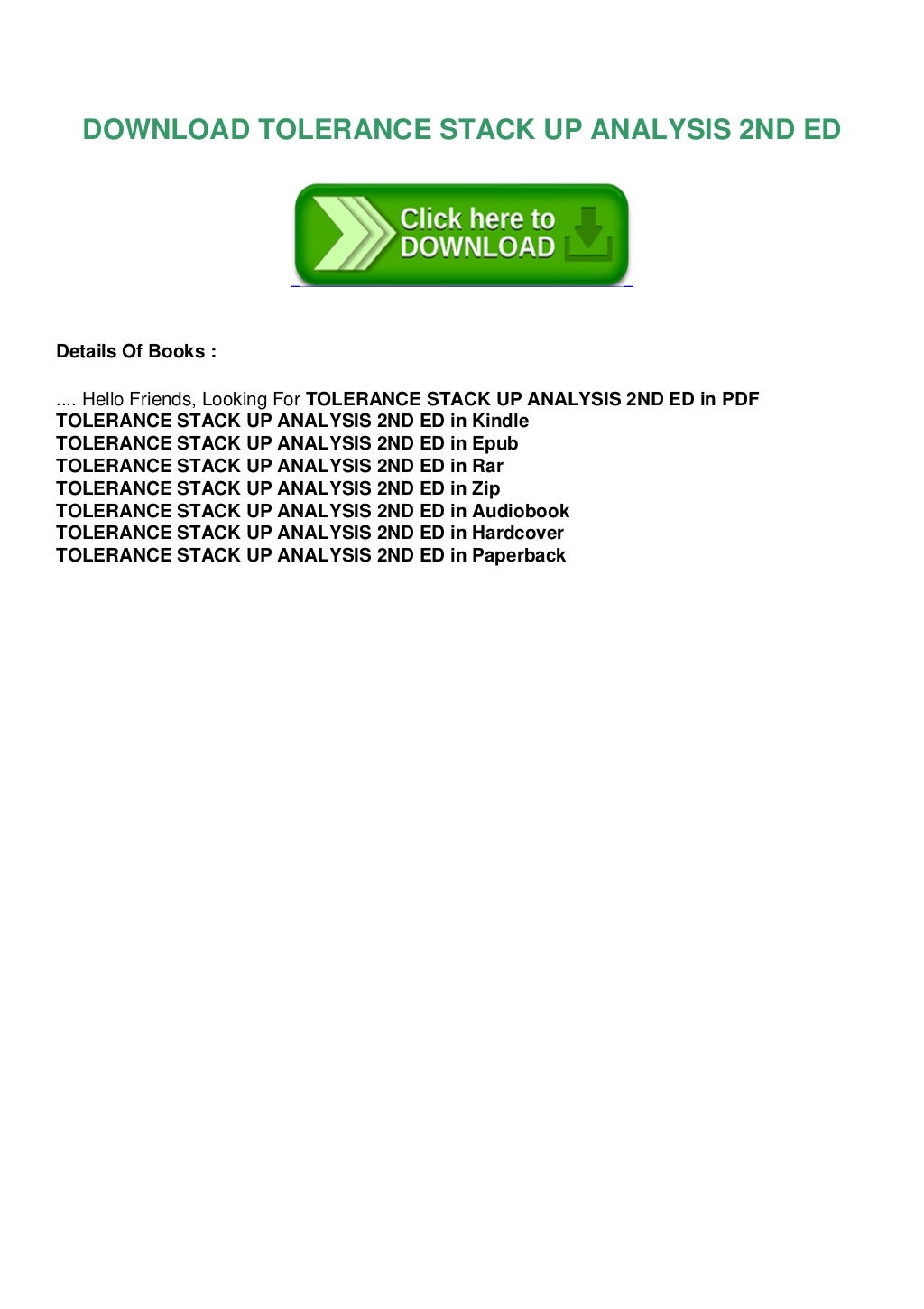 ( PDF ) TOLERANCE STACK UP ANALYSIS 2ND ED