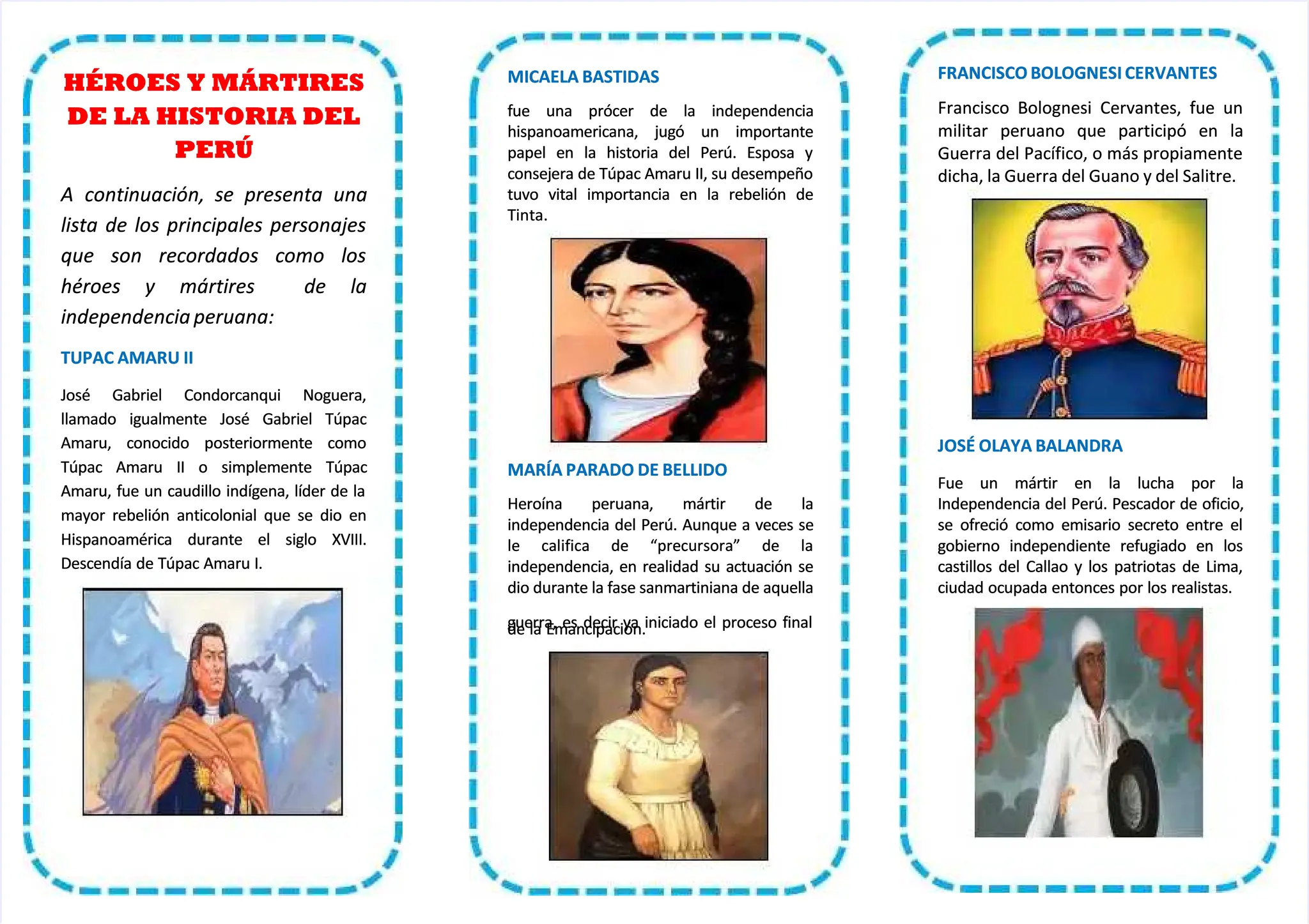 pdf-triptico heroe peruanos Micaela bastidas | PDF