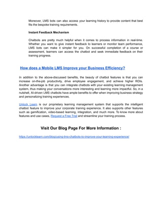 Using LMS Chatbots to Improve your Learning Experience