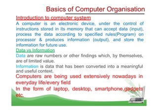 Basic Computer organisation class 11th presentation for any program | PPT