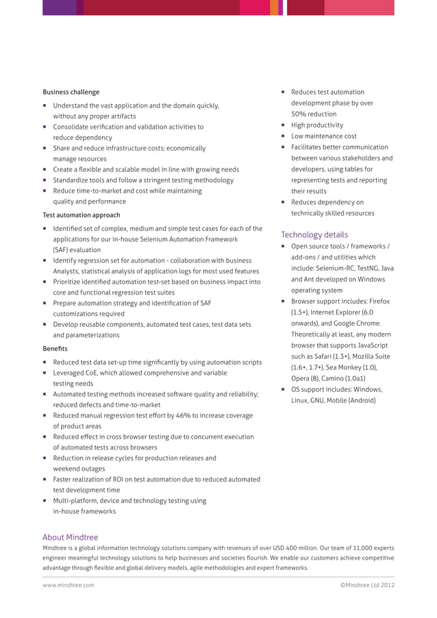 Selenium Framework for Testing Web Application - Mindtree | PDF Selenium Framework for Testing Web Application - Mindtree | PDF