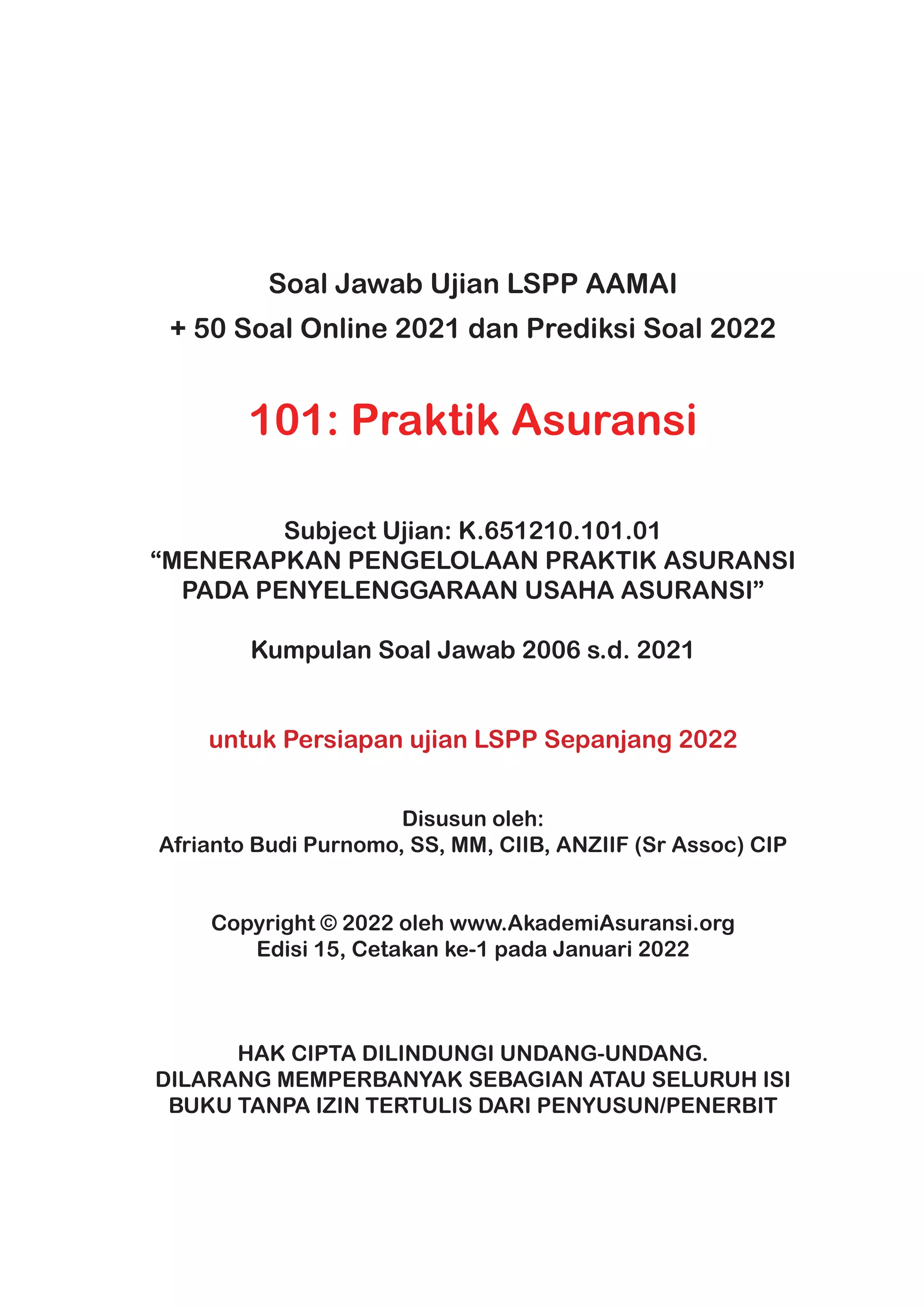 Soal Jawab AAMAI 101: Praktik Asuransi +50 Soal Online 2021 dan ...