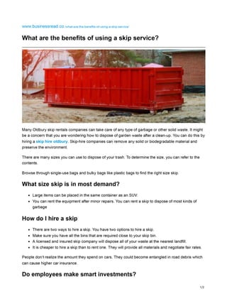 What are the benefits of using a skip service? | PDF