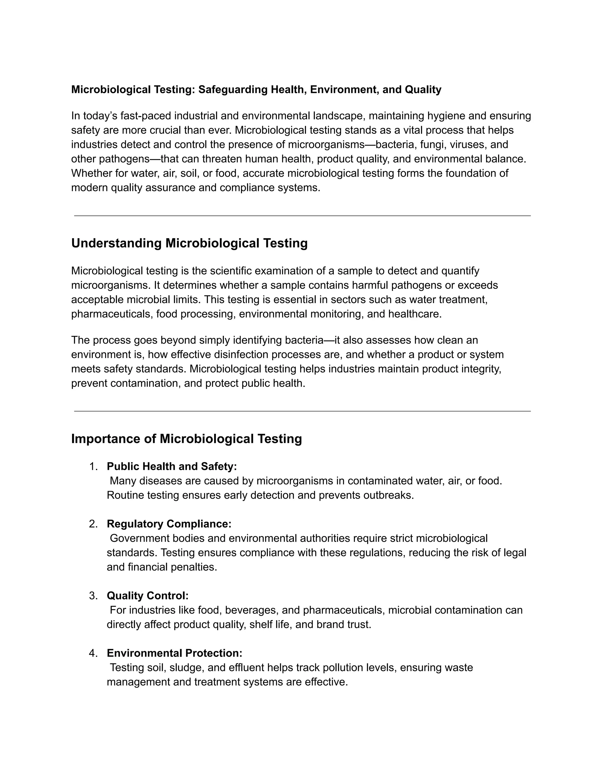 Comprehensive Guide to Microbiological Testing | PDF