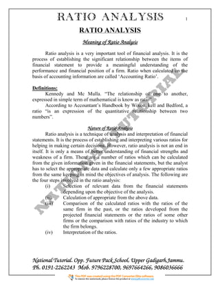 Ratio Analysis | PDF