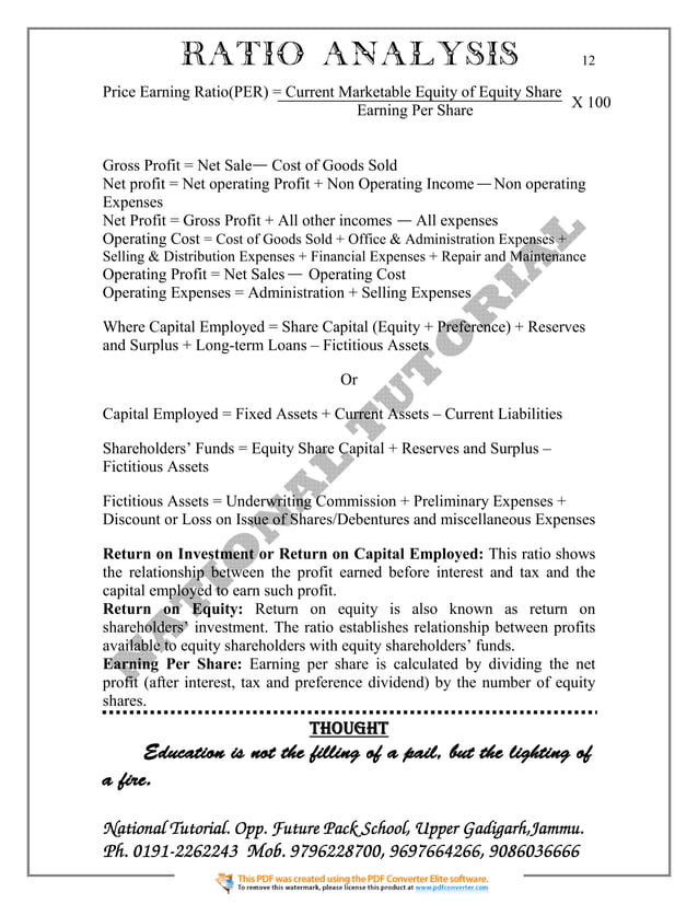 Ratio Analysis | PDF