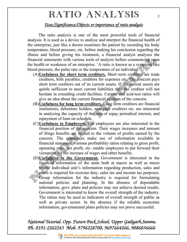 Ratio Analysis | PDF