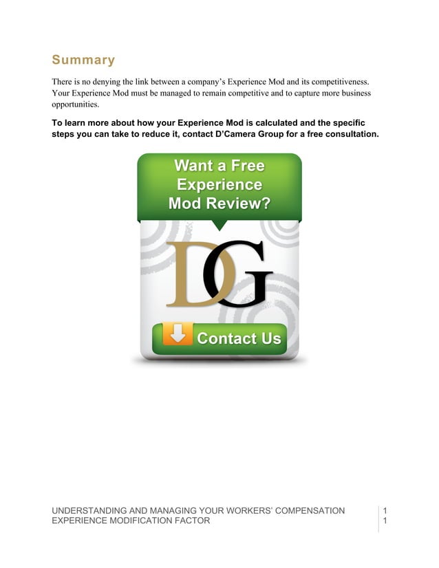 Understanding & Managing Your Workers' Compensation Experience ...