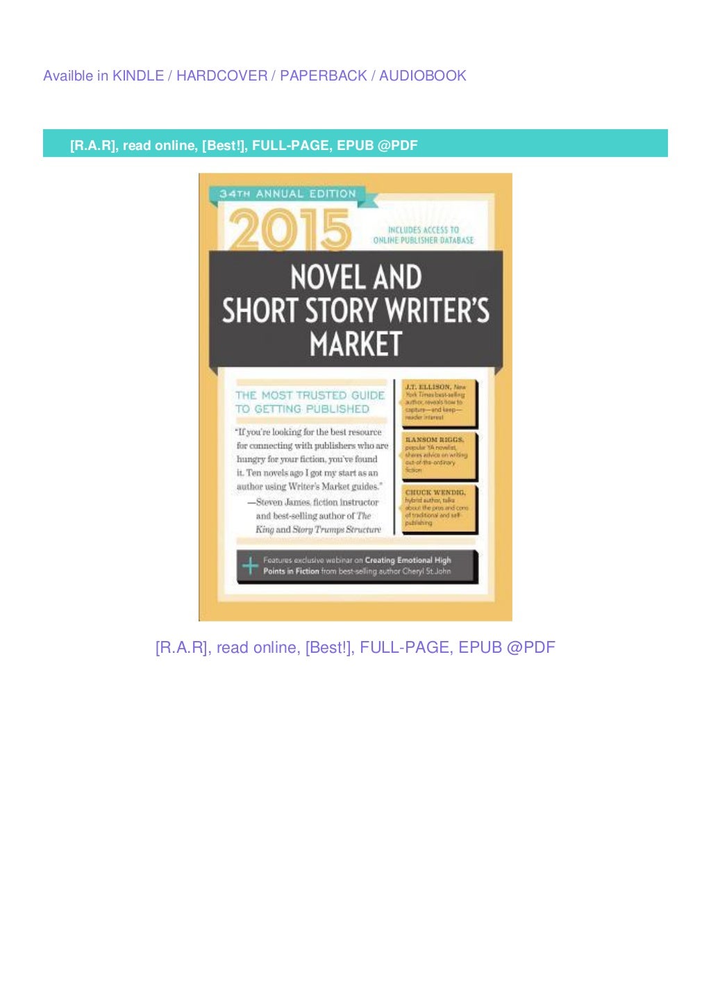 PDF2015 Novel Short Story Writer s Market The Most Trusted Guide To pdf2015-novel-short-story-writer-s-market-the-most-trusted-guide-to