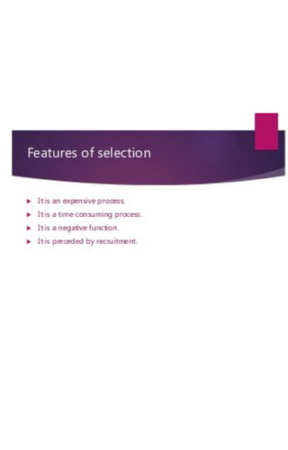 Meaning of selection and describe the steps involved in selection ...