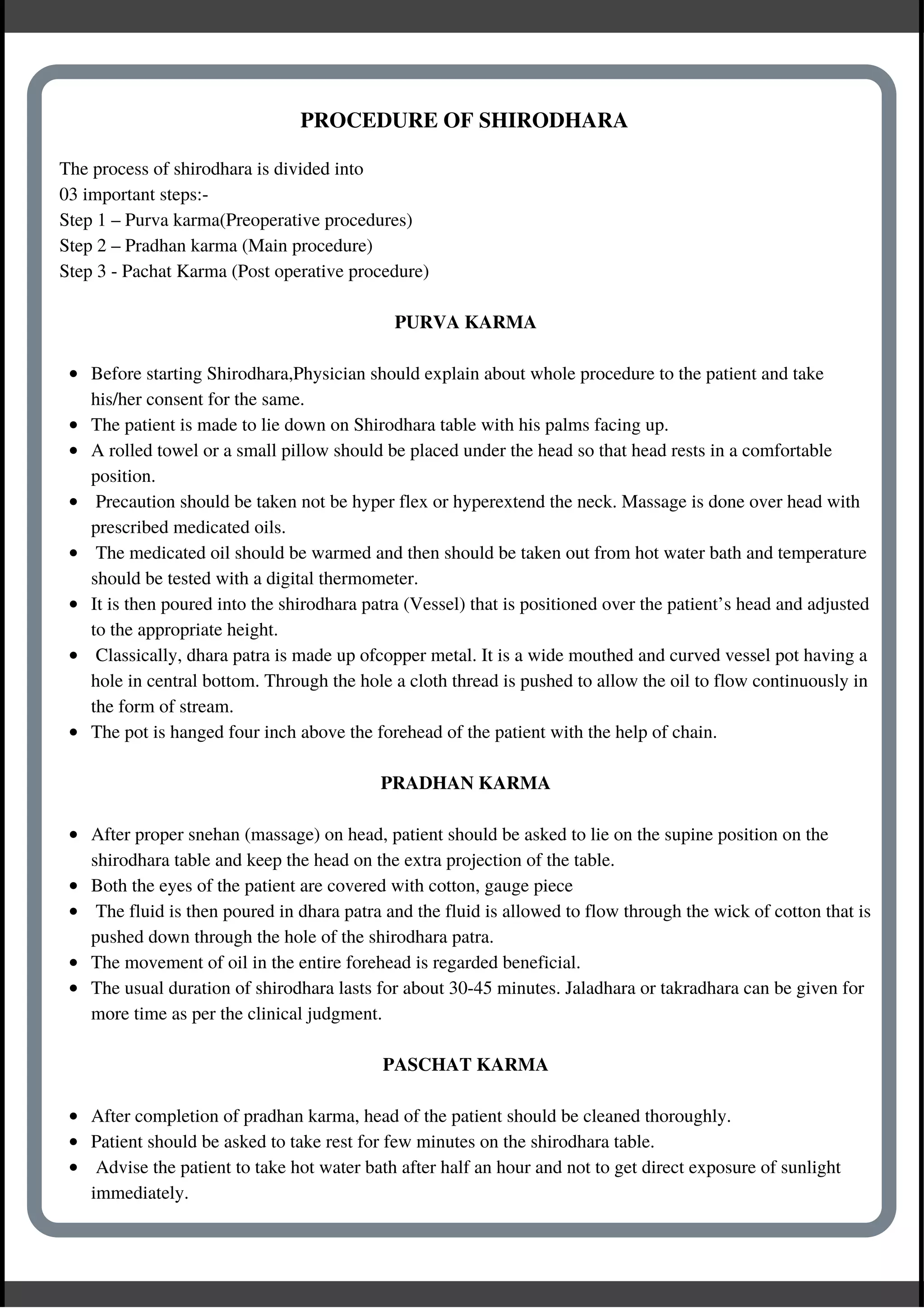 Role of Shirodhara | PDF