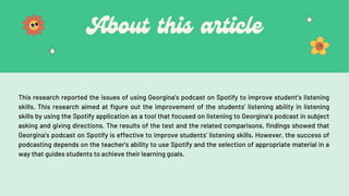 Spotify as a medium to learn English (ELT Context) | PDF | Digital ...