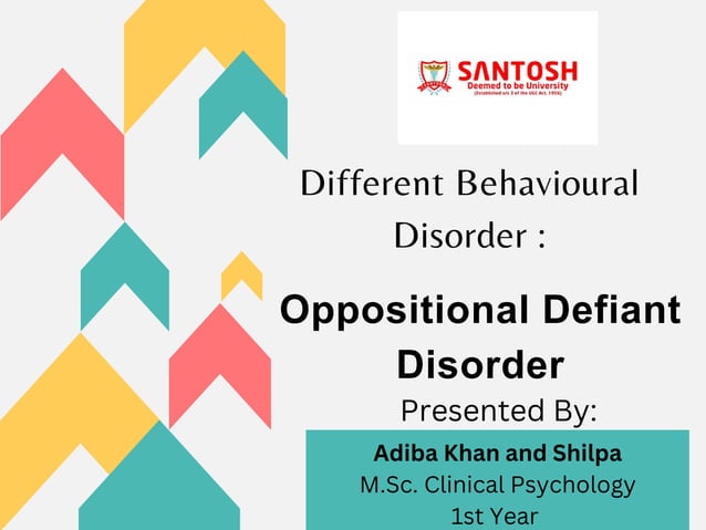 Behavioral Disorder : Oppositional Defiant Disorder | PDF