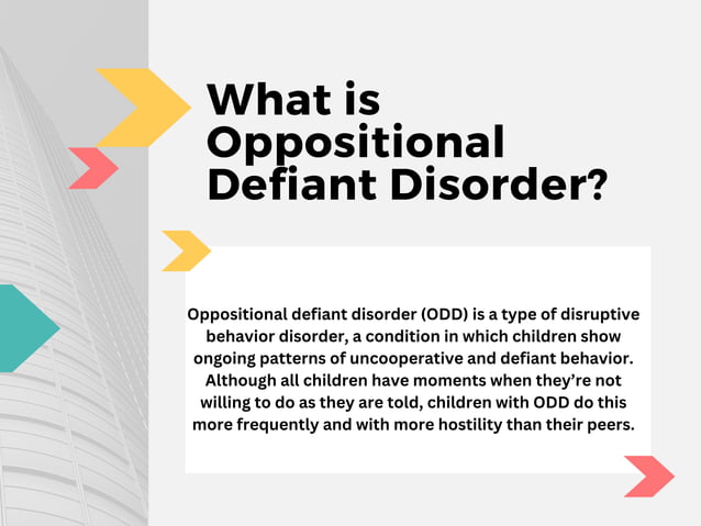 Behavioral Disorder : Oppositional Defiant Disorder | PDF