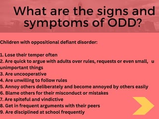 Behavioral Disorder : Oppositional Defiant Disorder | PDF