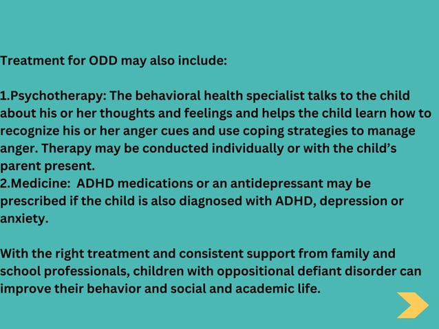 Behavioral Disorder : Oppositional Defiant Disorder | PDF