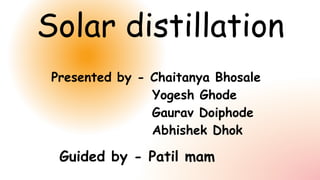 Solar Distillation | PDF