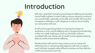 Self-Care as a Preventive Measure for Mental Health: Ideas and Practices | Solh Wellness | PDF