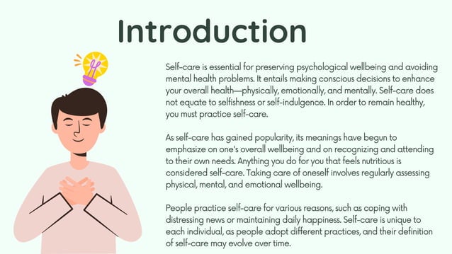 Self-Care as a Preventive Measure for Mental Health: Ideas and Practices | Solh Wellness | PPT