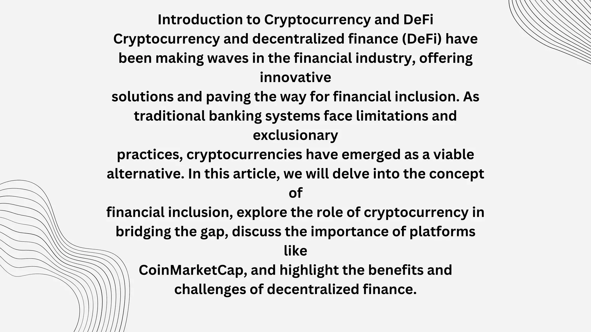 Cryptocurrency and Defi : Bridging the gap for financial inclusion. | PDF
