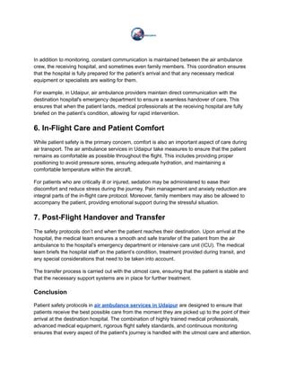 Patient Safety Protocols in Udaipur Air Ambulance | PDF